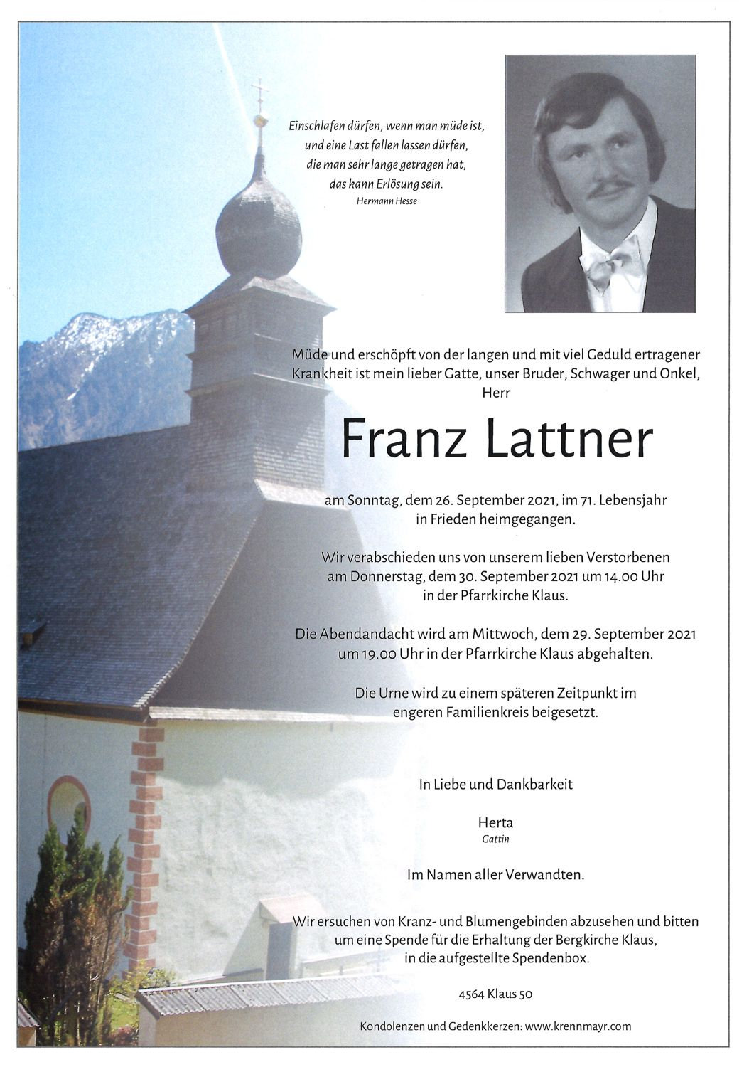 Todesfall Franz Lattner